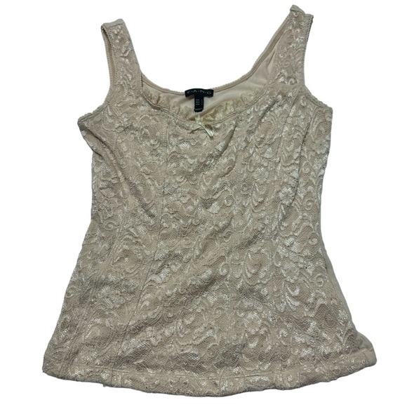 FANG | Tops | Y2k Fang Pink Peach Cream Beige Lace Bow Tank Top Size S ...